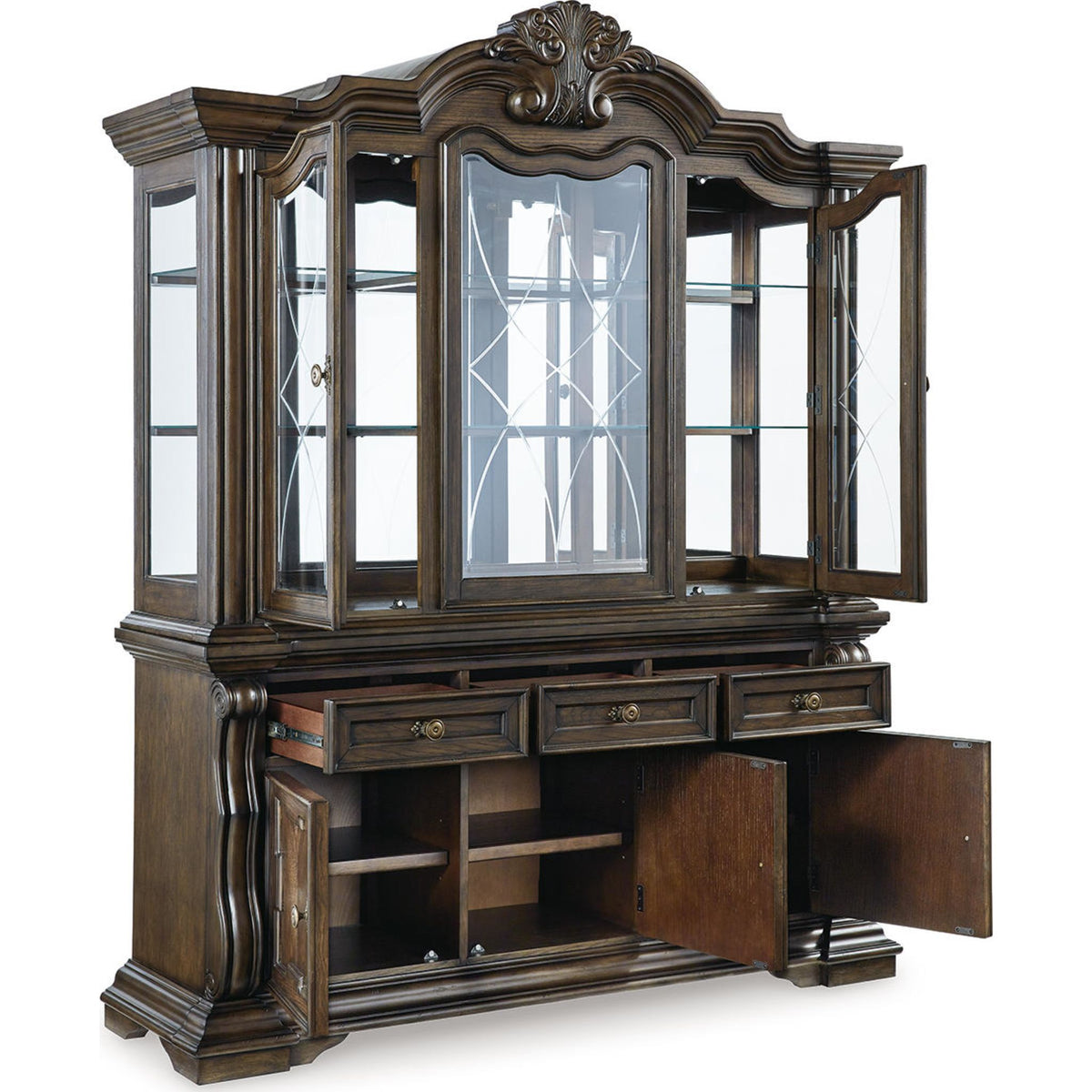 Maylee Buffet & Hutch - Dark Brown - (D947D1) | Meubles Klomie Furniture