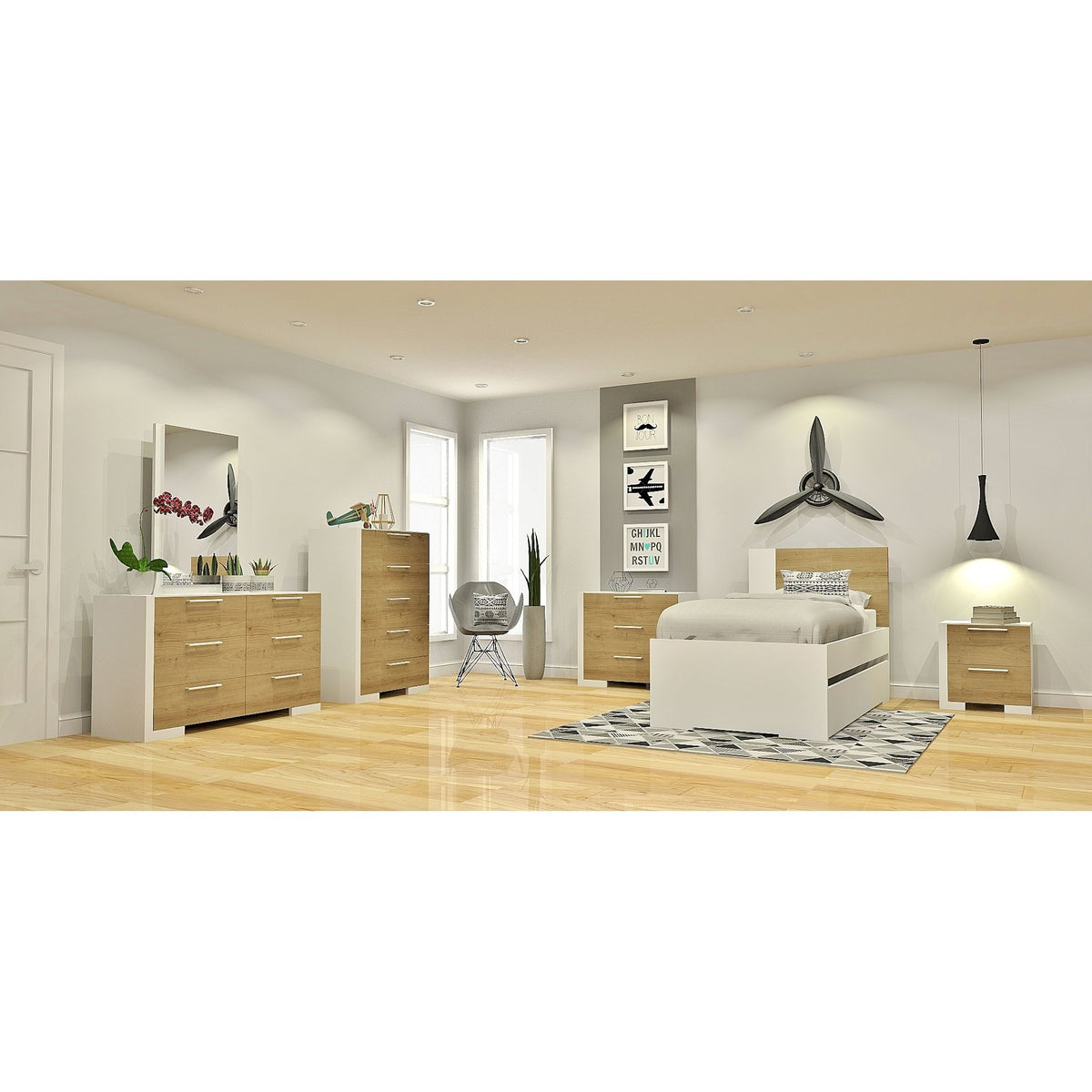 Juliette 6 Piece Twin Trundle Bedroom - White/Sesame | Meubles Klomie ...