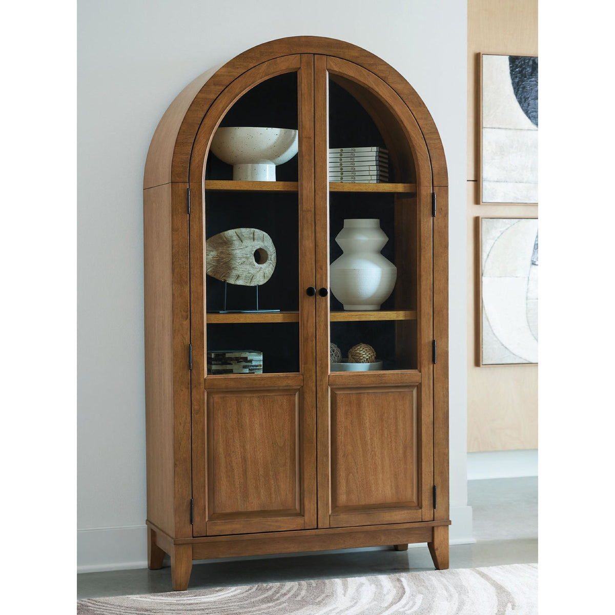 Dagandale Accent Cabinet - Natural/Black | Meubles Klomie Furniture