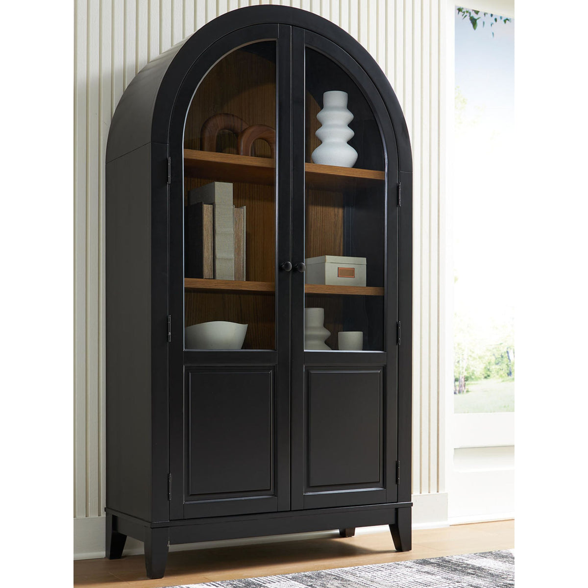 Dagandale Accent Cabinet - Black/Natural | Meubles Klomie Furniture