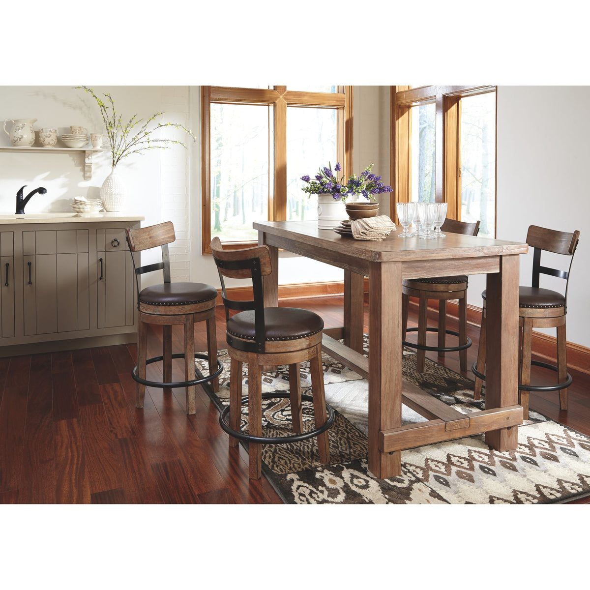 Pinnadel Counter Height Stool - Light Brown - (D542-124) | Meubles ...